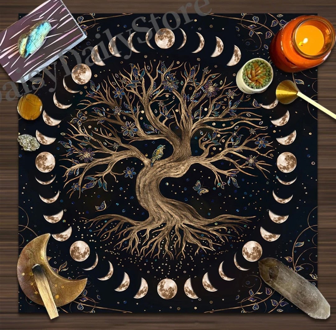 Tree of Life & Moon Phase Altar/Reading Cloth | The Wonky Witches Cauldron